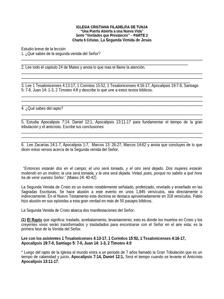 Segunda Venida de Jesús: Preparación y Esperanza | PDF | Éxtasis ...