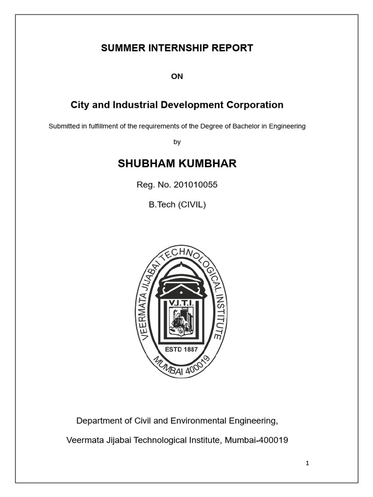 Shubham Kumbhar Summer Internship Report | PDF | Concrete | Structural Engineering