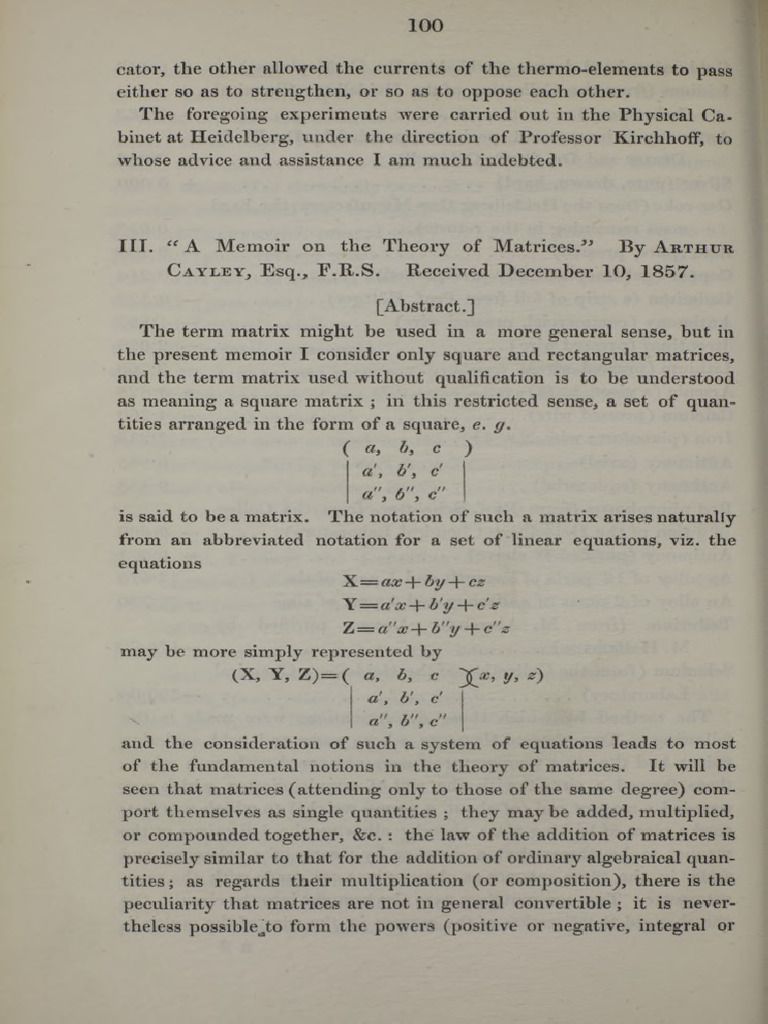 cayley-1997-iii-a-memoir-on-the-theory-of-matrices | PDF | Matrix ...