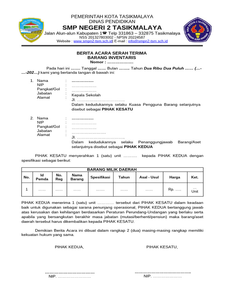 BAST - SERAH - TERIMA - BARANG - Ke - PERORANGAN Fix | PDF