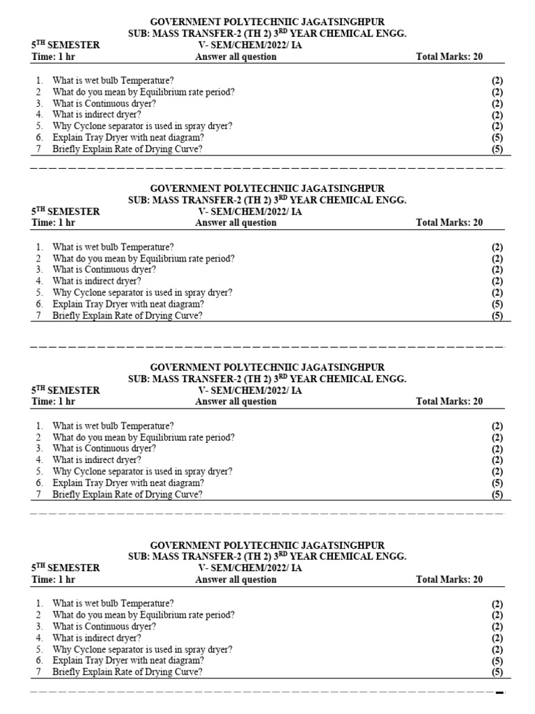 5 TH 2 MT2 Internal Question 2021 22 | PDF | Thermodynamics | Physical Chemistry