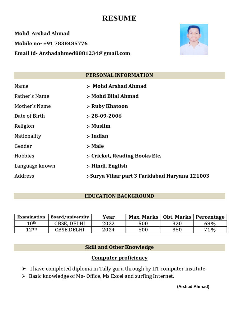 Resume Arshad | PDF