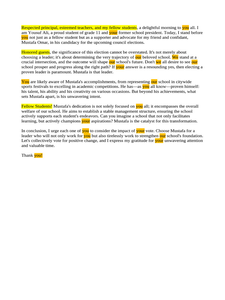 Speech Specimen O Level | PDF