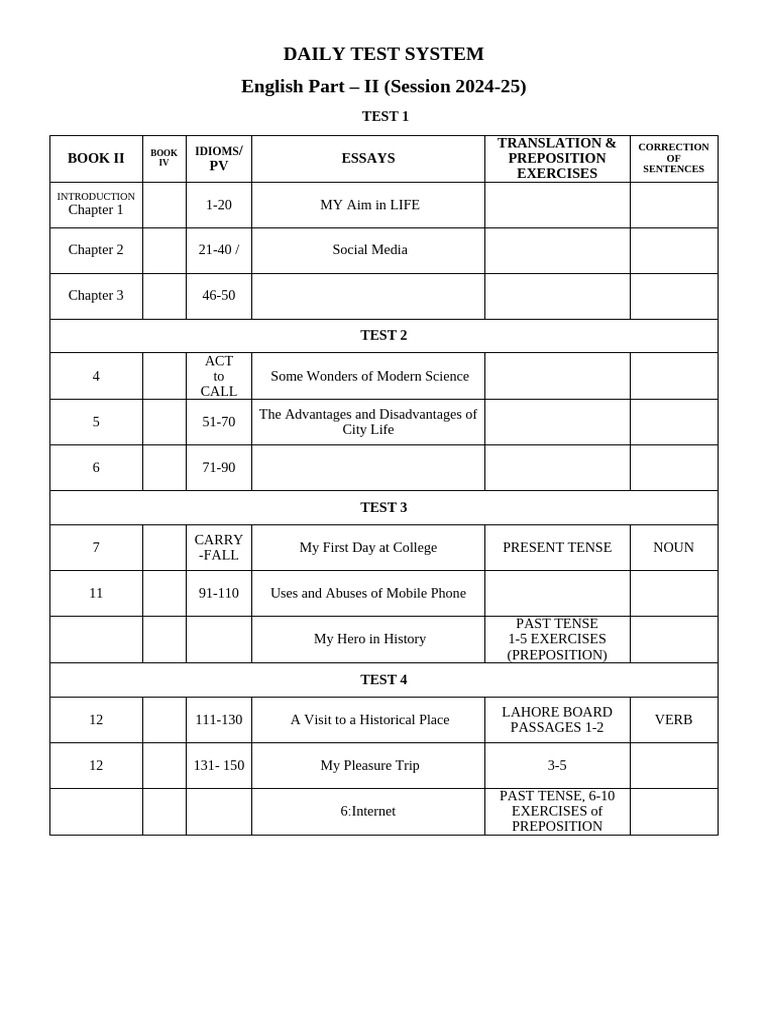 English Sllaybus Part 2 DTS | PDF | Preposition And Postposition | English Language