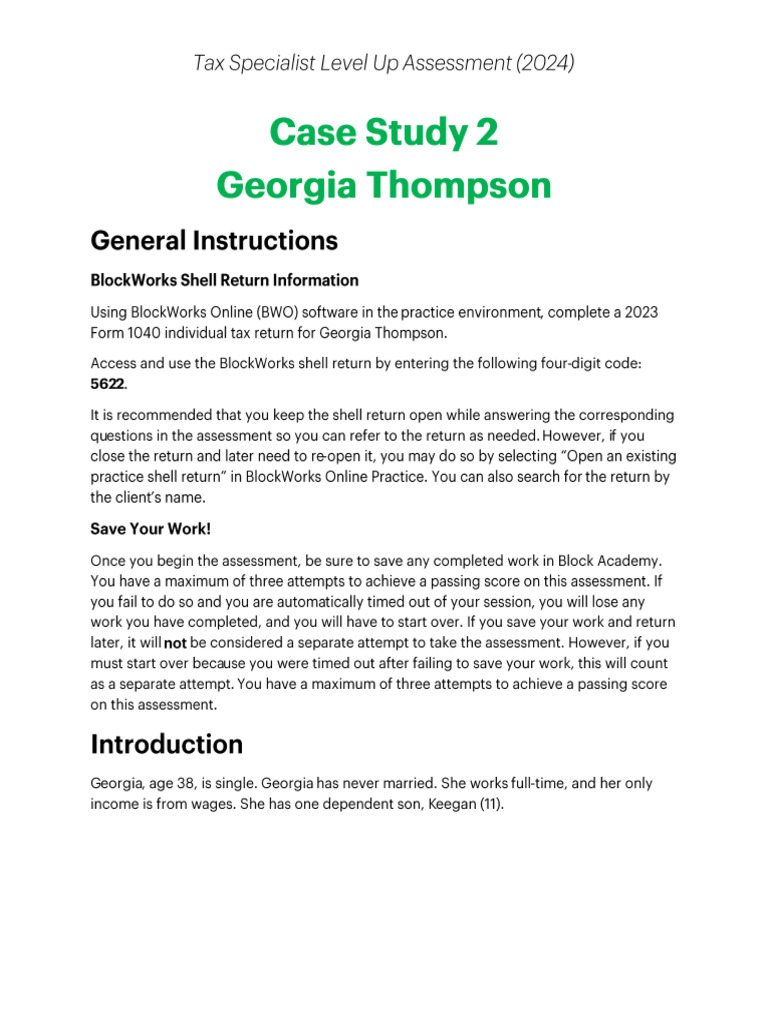 Case Study 2 - Georgia Thompson | PDF