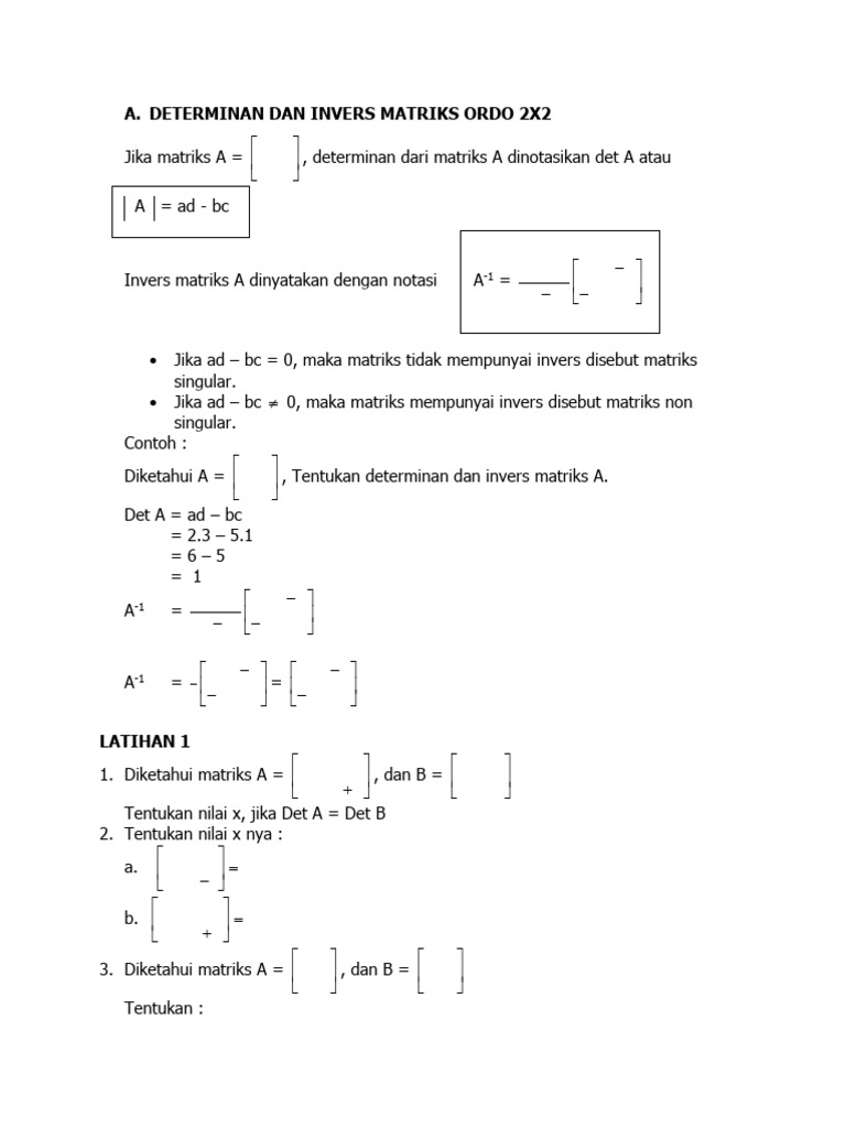 DETERMINAN DAN INVERS MATRIKS | PDF