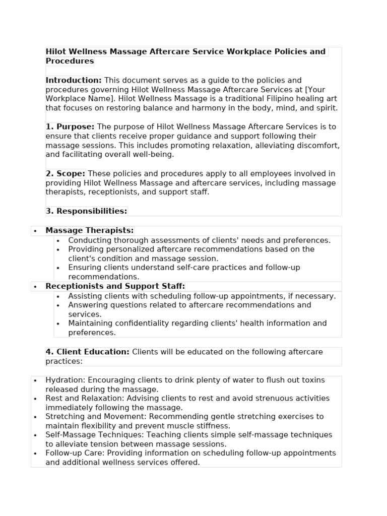 Hilot Informations Sheet | PDF | Massage | Body Language