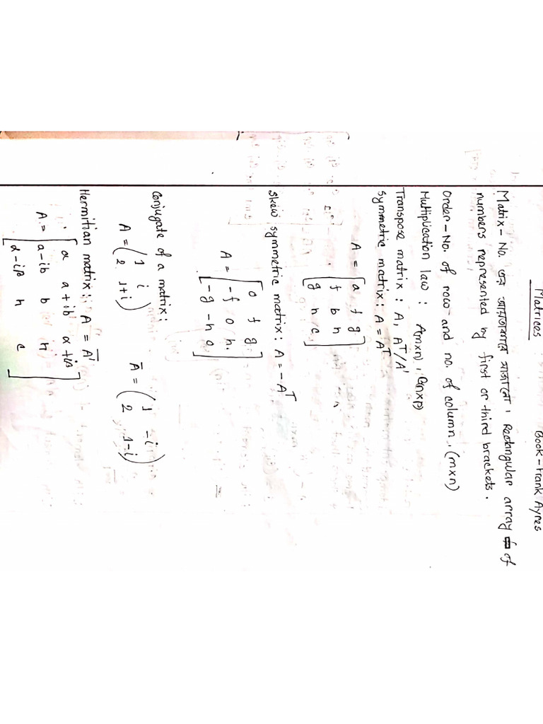 Classnote On Matrix | PDF
