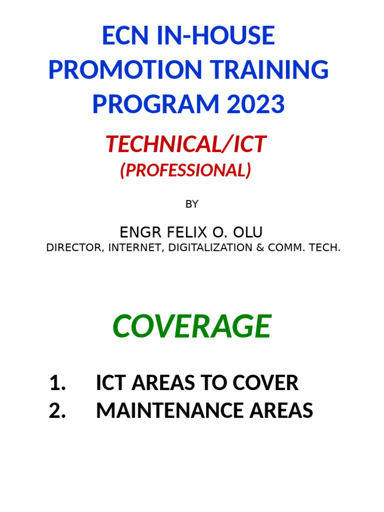 Ecn in-house Promotion Training Program 2023 | PDF | Computer Network ...