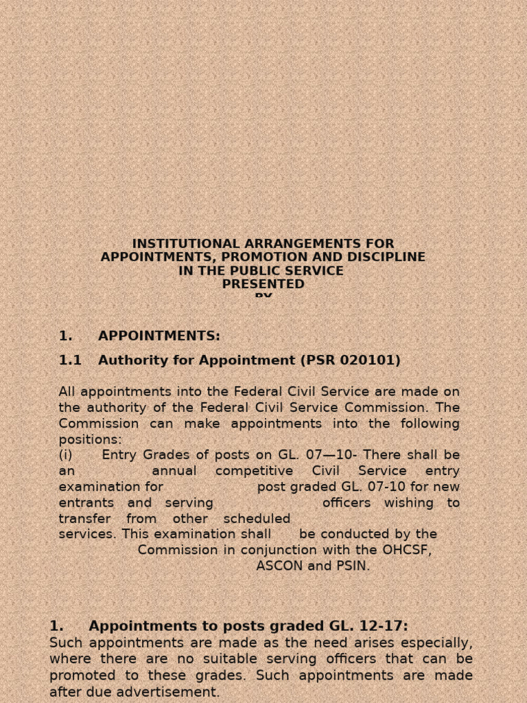 Appointments, Promotion and Discipline Modified | PDF | Civil Service ...