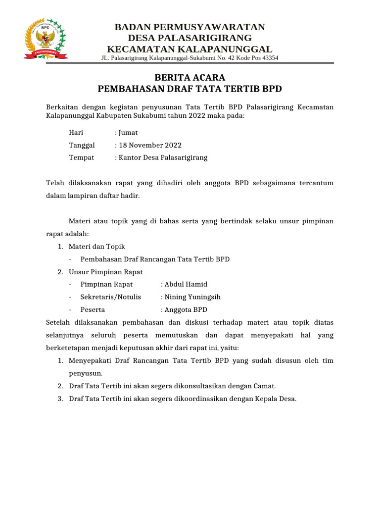 BA Rapat Tatib 2 | PDF