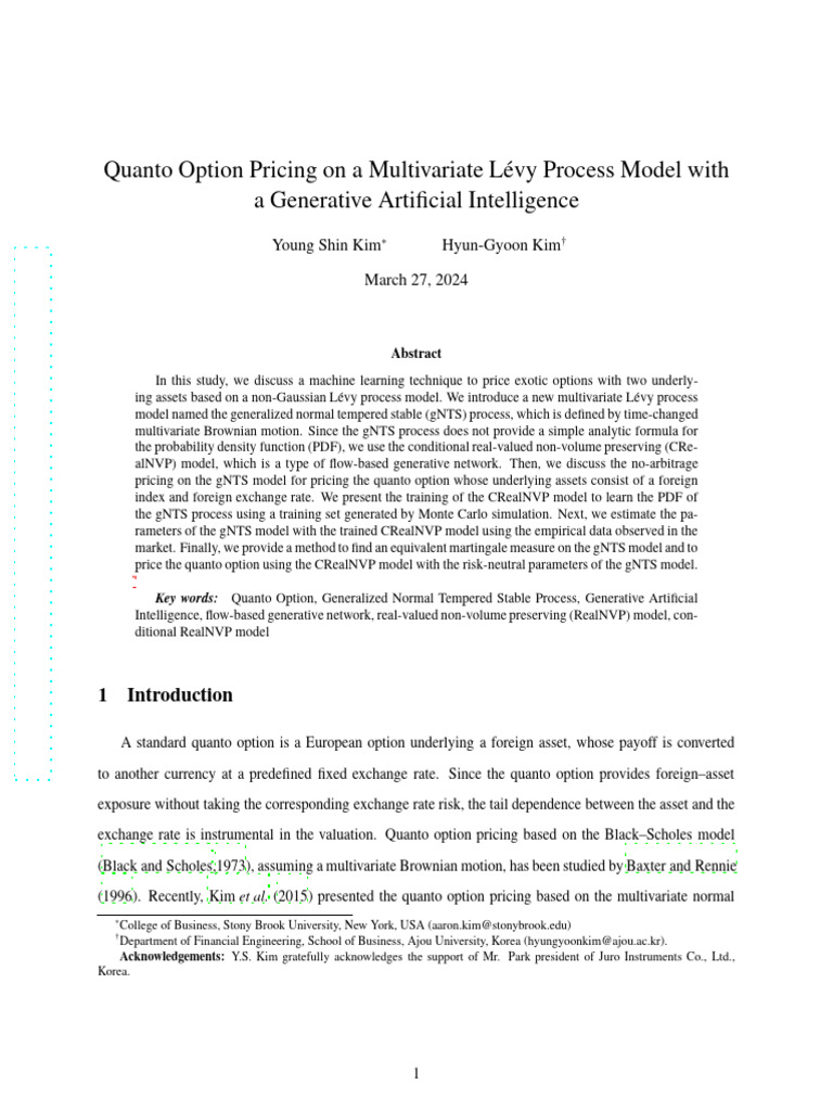 Quanto Option Pricing On A Multivariate L Evy Process Model With A Generative Artificial ...