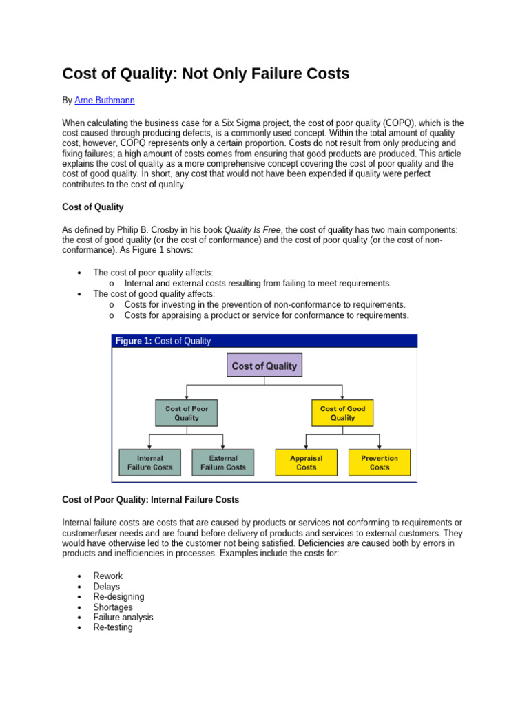 4-Cost of Quality-Not Only Failure Costs | PDF | Six Sigma | Business