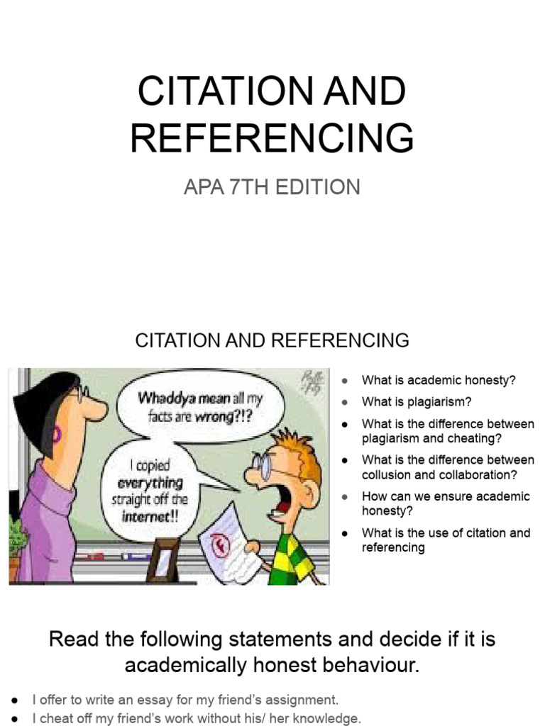 Citation and Referencing | PDF | Citation | Apa Style