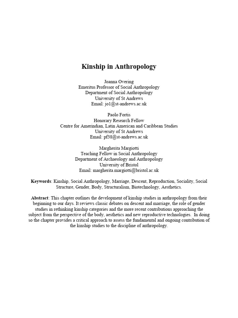 Kinship in Anthropology | PDF | Kinship | Anthropology
