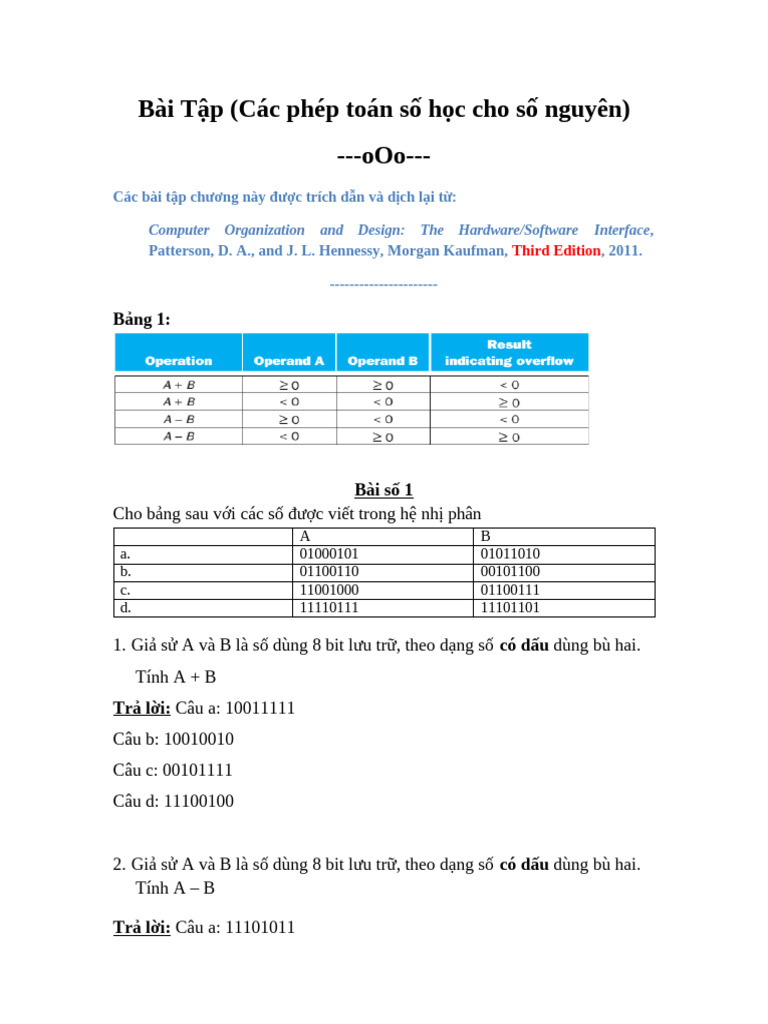 3. Bai Tap Chuong 3 Cac Phep Toan So Hoc | PDF