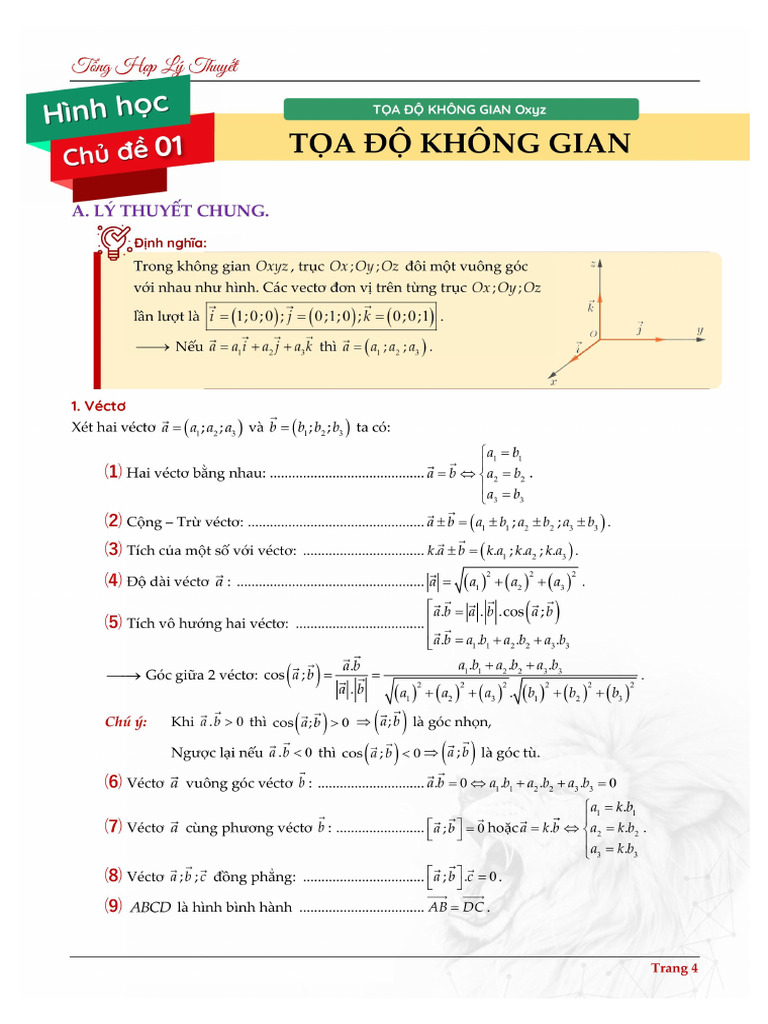 Tong-Hop-Ly-Thuyet-Toa-Do-Khong-Gian-Oxyz-Le-Minh-Tam-Trang-H NH SS Únh-0-Đã G P | PDF