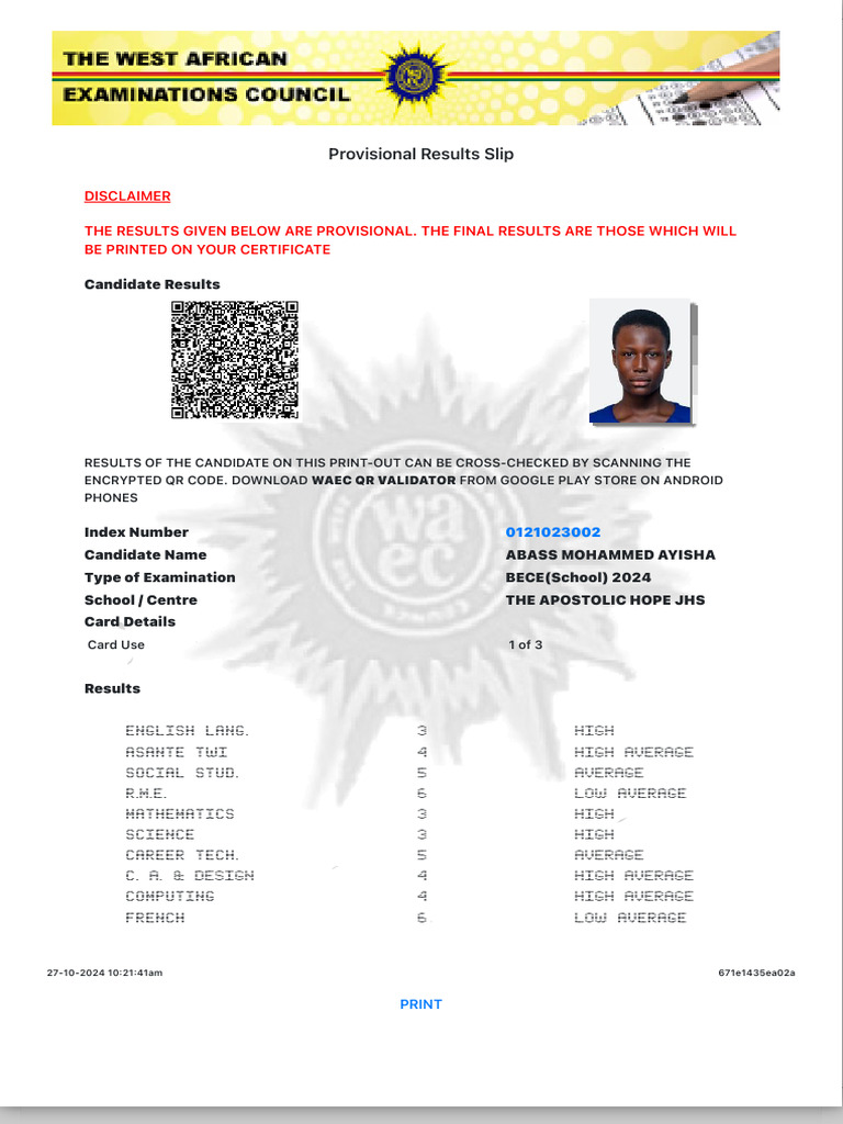 WAEC Candidate EResults | PDF