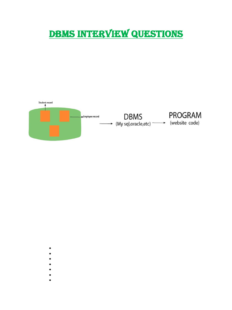 DBMS Interview Questions | PDF | Databases | Relational Model DBMS Interview Questions | PDF | Databases | Relational Model
