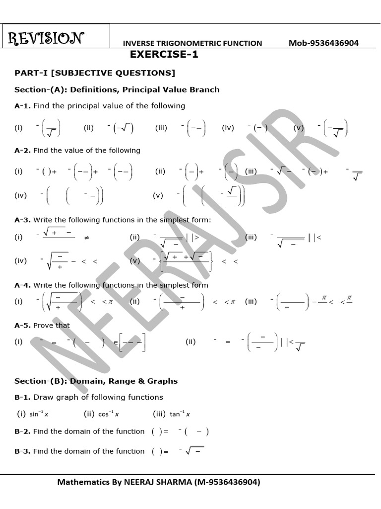 Ch-2 ITF REVISION SHEET | PDF | Function (Mathematics) | Trigonometric Functions