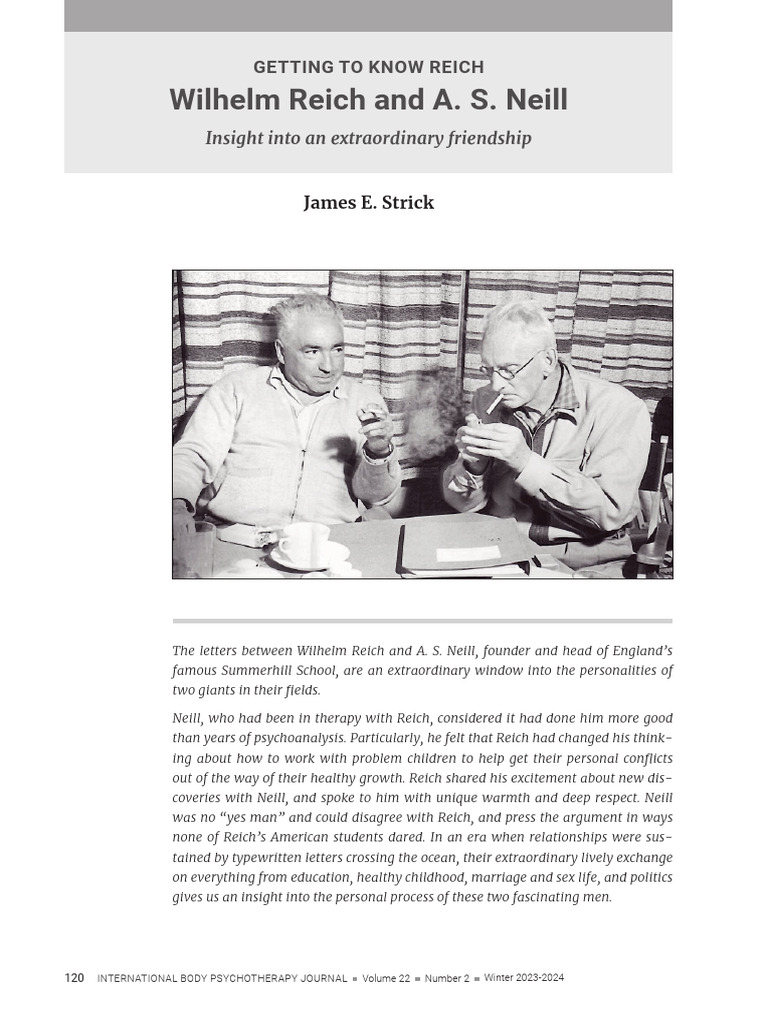 James E. Strick - Wilhelm Reich and A. S. Neill | PDF | Wilhelm Reich ...