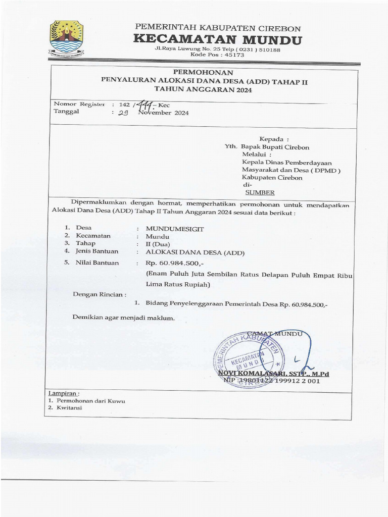 Permohonan Camat | PDF