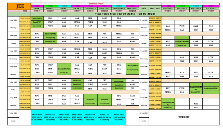 Engineering Timetable (02-09 To 08-09) | PDF