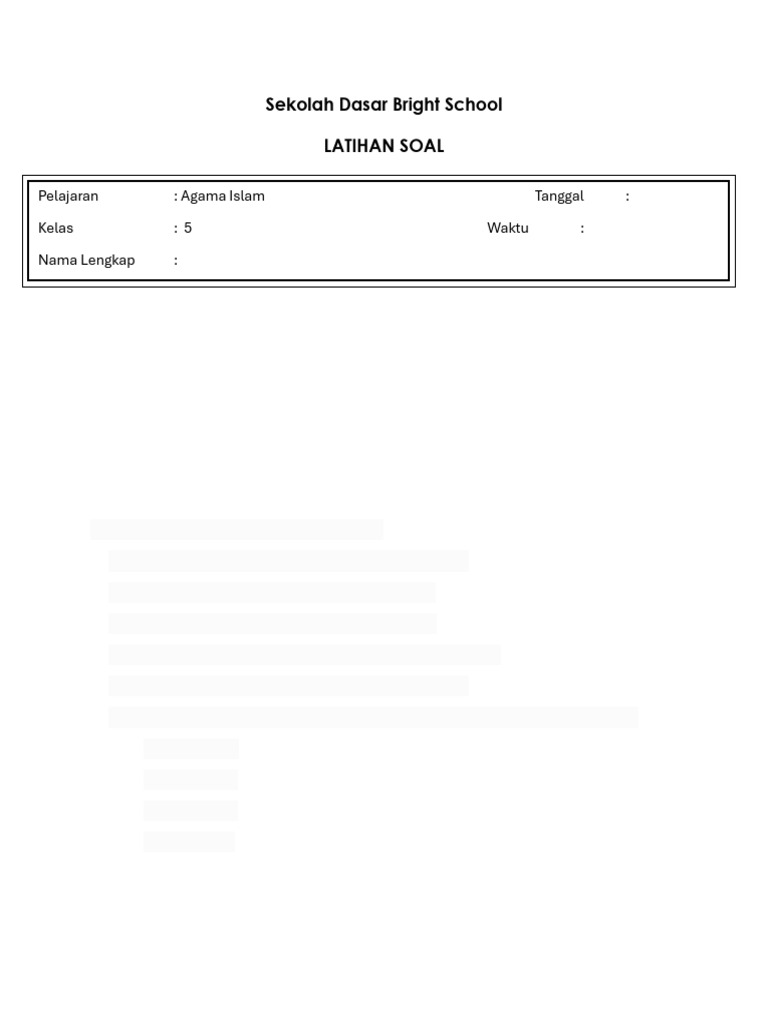 LATIHAN SOAL PAI 5 PAS 2024 | PDF