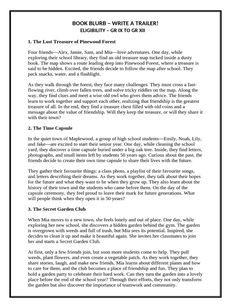 Engaging Blurbs for Young Readers | PDF