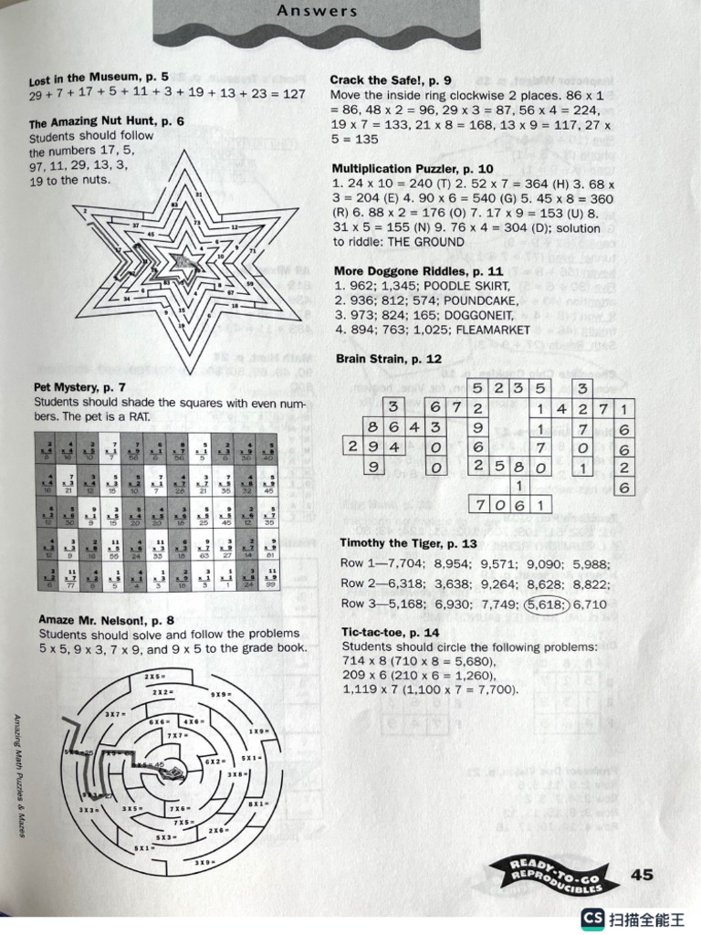 Amazing Math Answer Key | PDF
