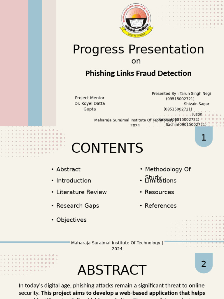 Progress Presentation 1 | PDF | Machine Learning | Phishing