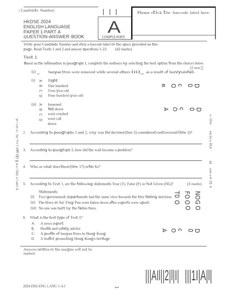 DSE (2024) EN I-QA（拖移項目） | PDF