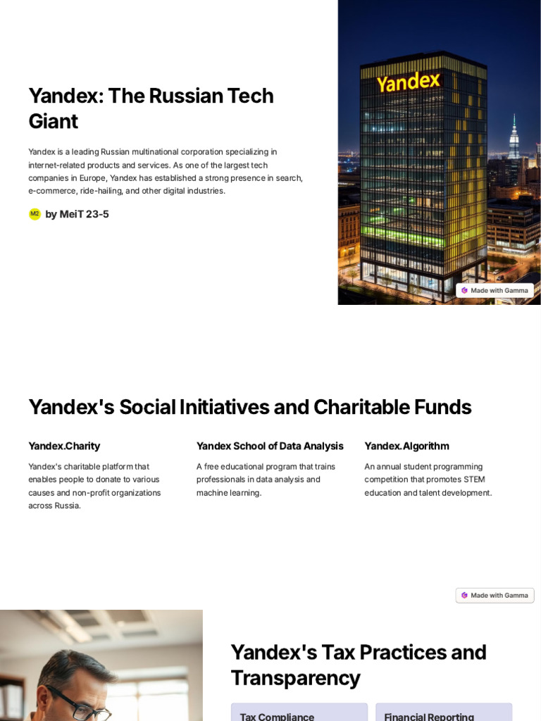 Yandex: Russia's Tech Leader Overview | PDF | Charitable Organization ...