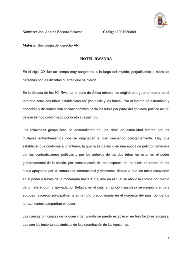 Hotel Rwanda | PDF | Tutsi | Hutu