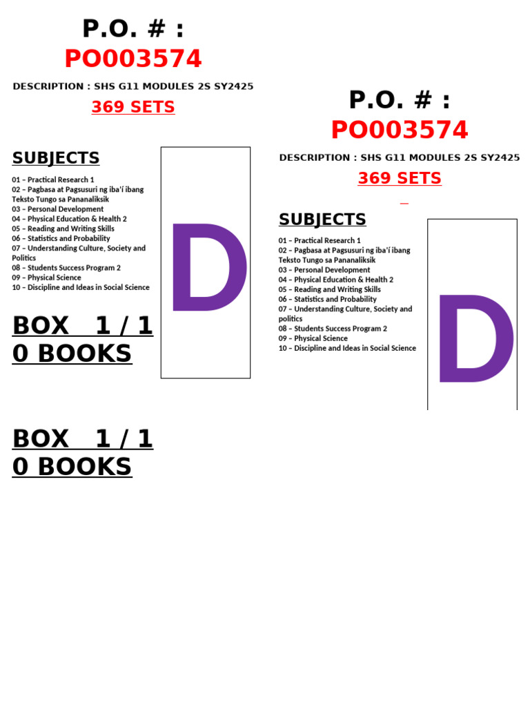 SHS G11 Modules List SY2425 | PDF