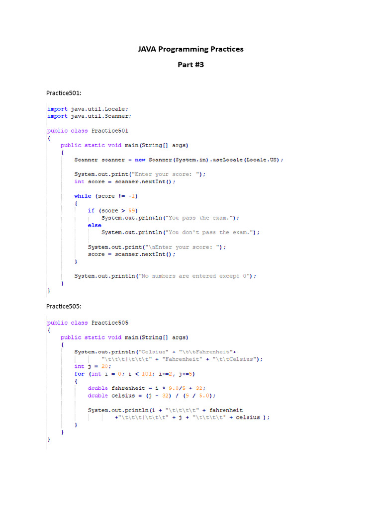 JAVA Programming Practices#3 | PDF