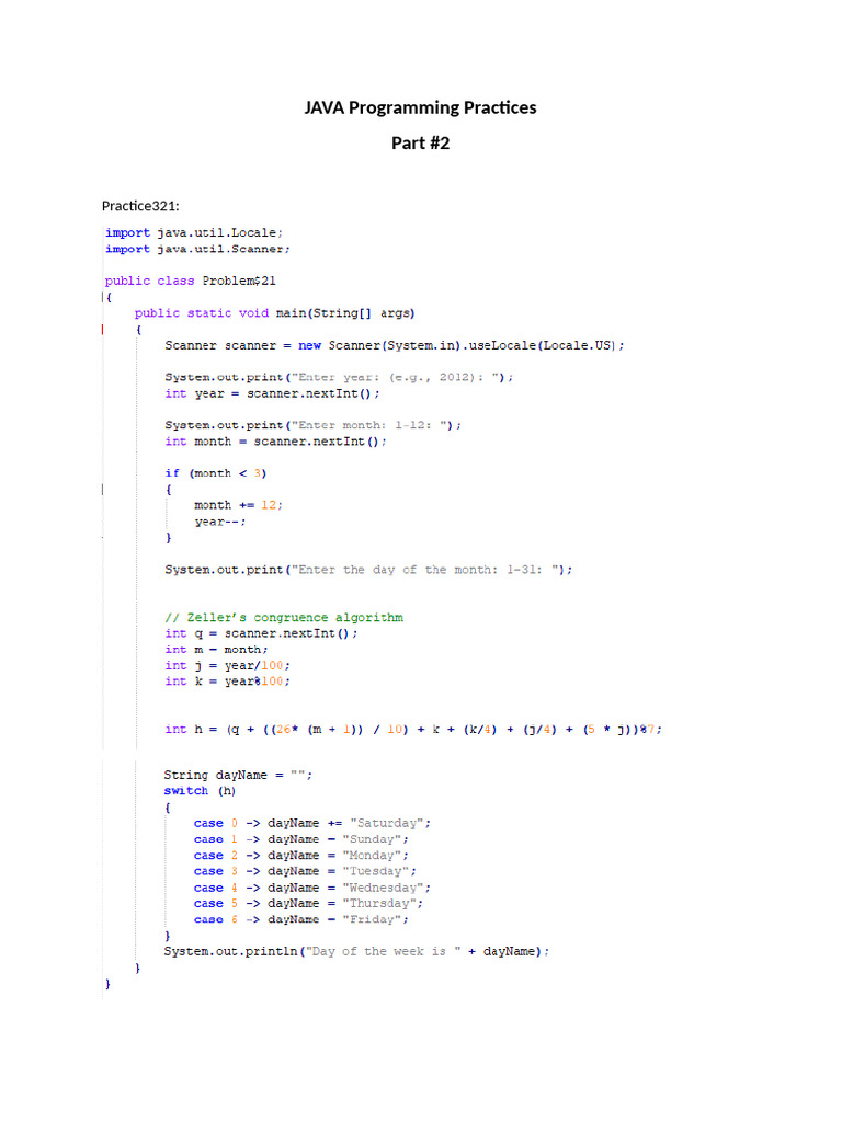 JAVA Programming Practices#2 | PDF