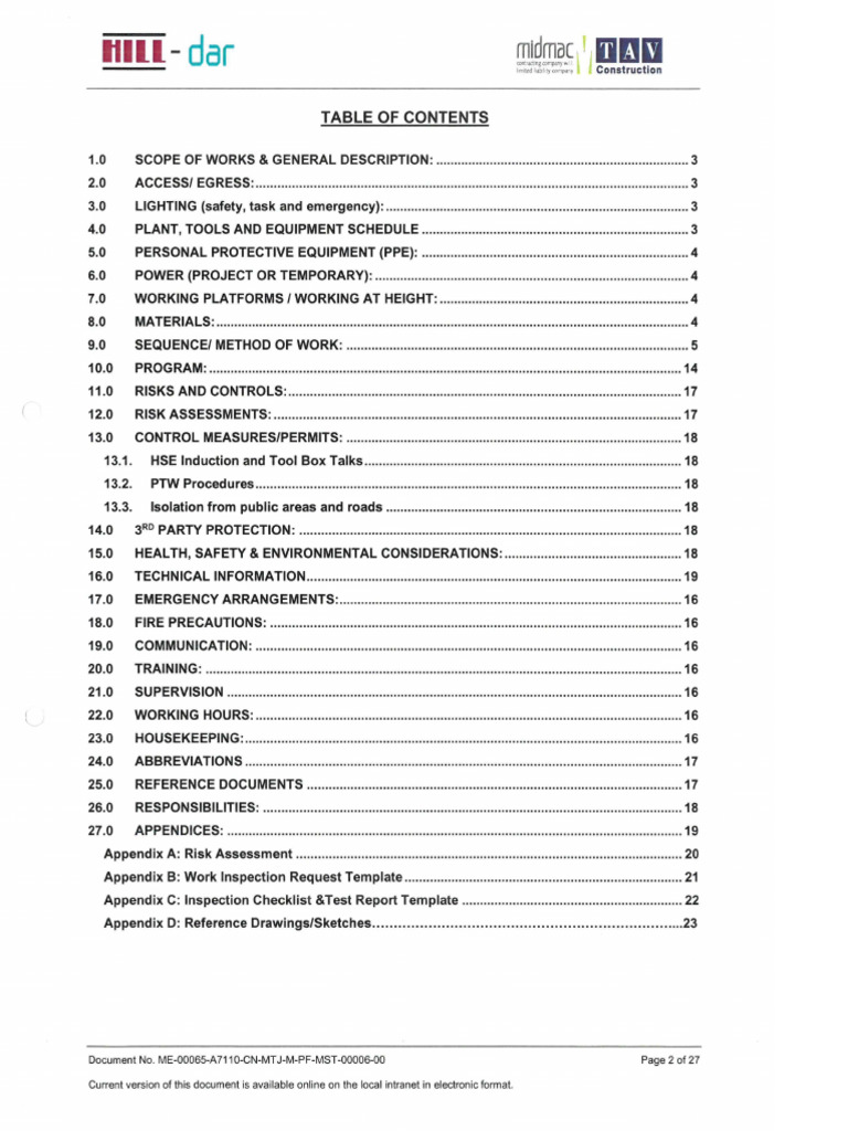 Chilled Water Method Statement For Installation | PDF