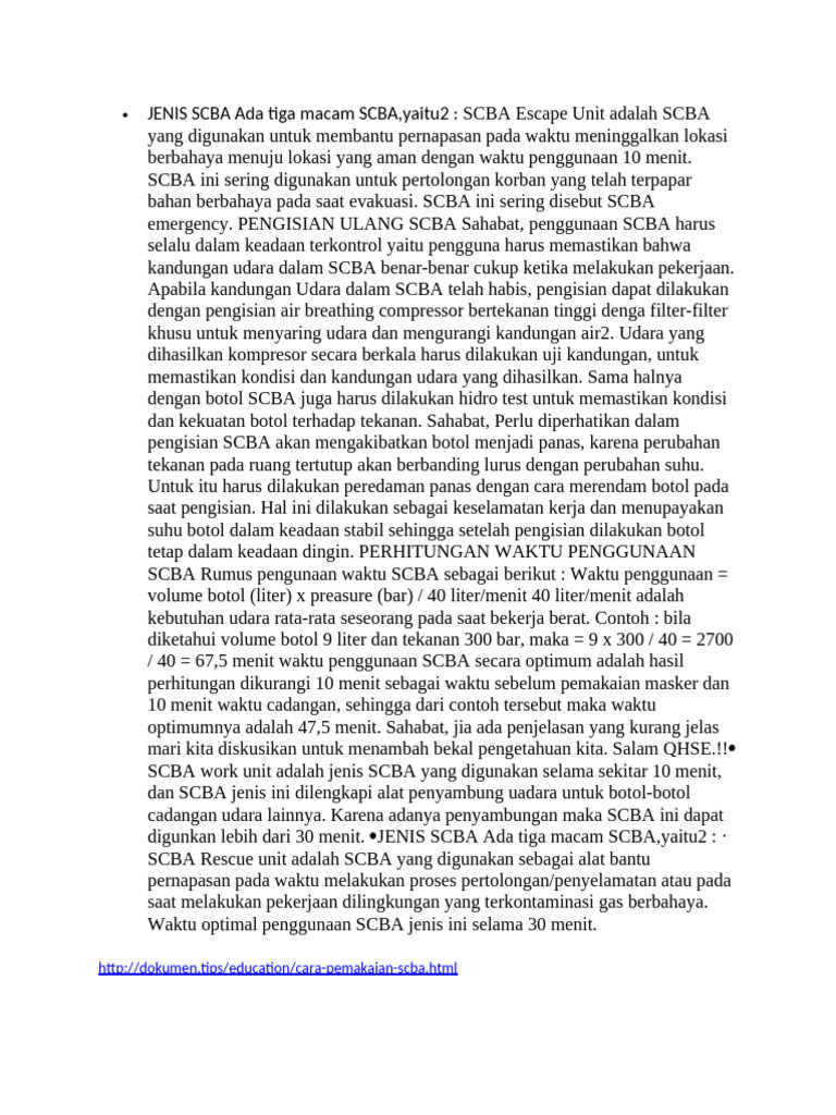 JENIS SCBA Ada Tiga Macam SCBA | PDF