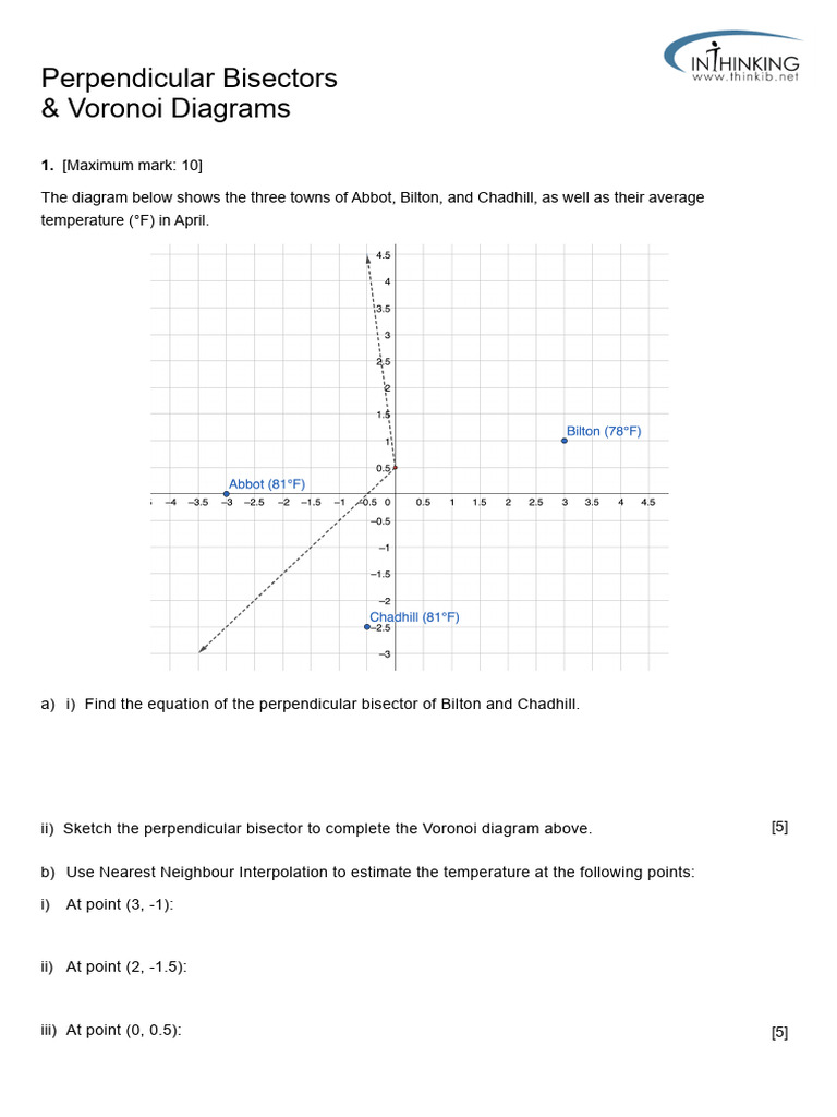 Voronoi Diagrams Exam Style Questions | PDF | Perpendicular ...