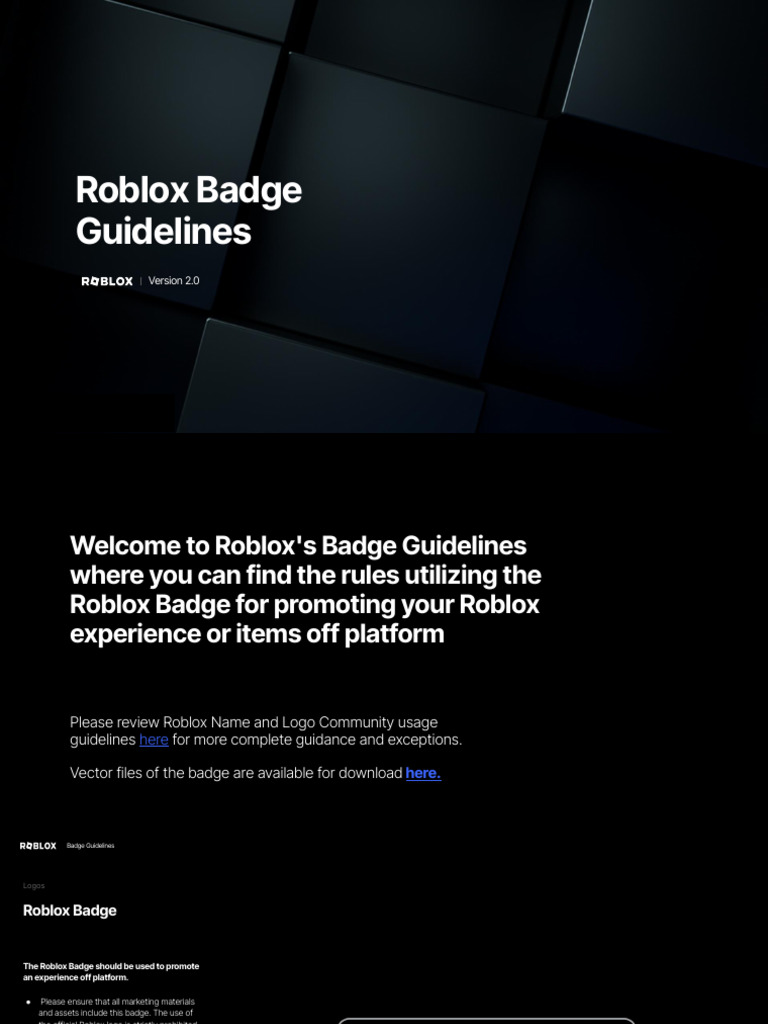 Roblox Badge Usage Guidelines | Pdf