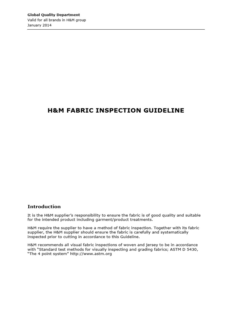 Fabric Inspection Guideline | PDF | Textiles | Weaving