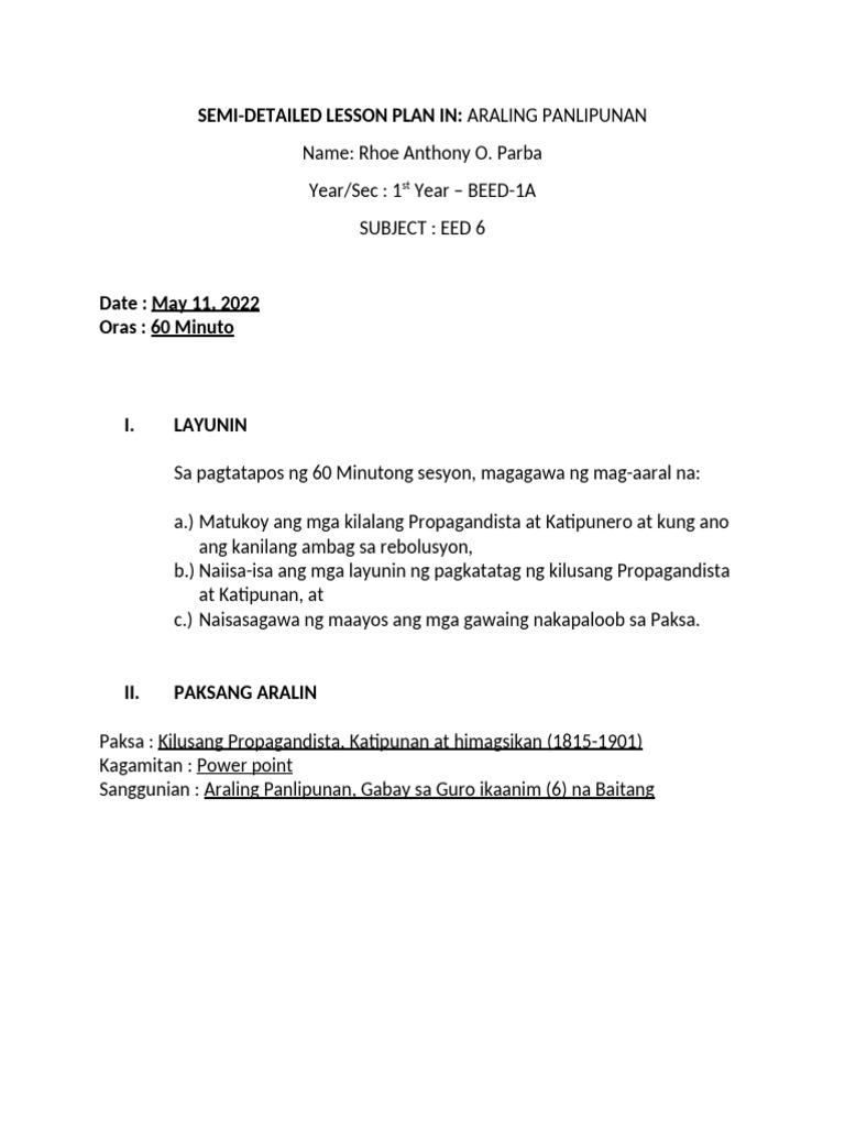 Eed6-Lesson Plan | PDF