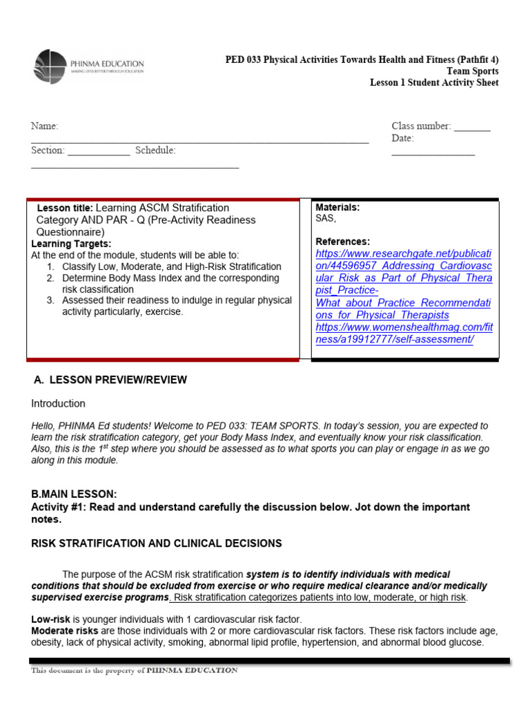 PED 033 Physical Activities Towards Health and Fitness (Pathfit4 ...