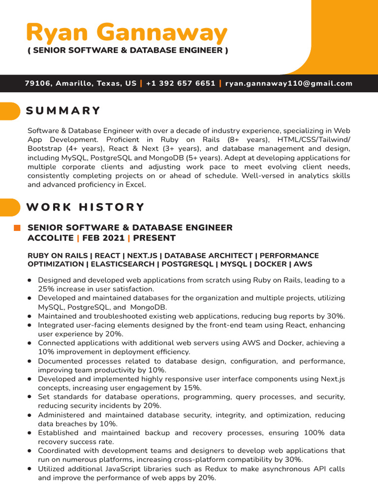 Ryan Gannaway | PDF | Ruby On Rails | Databases