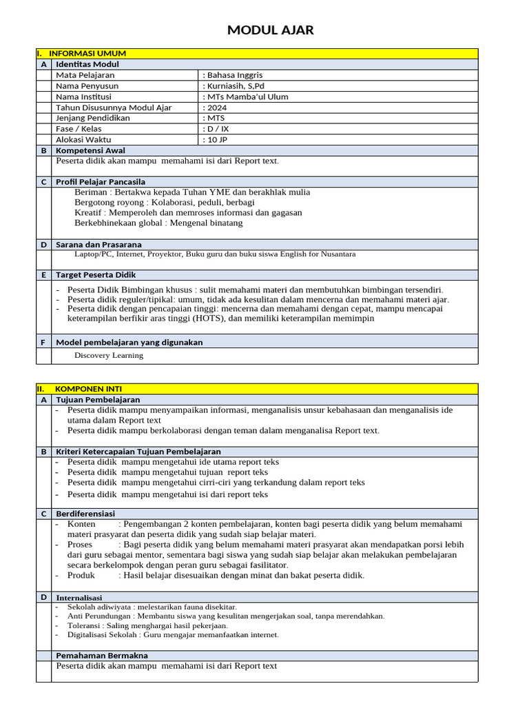 Bing 9 Himawan - Modul Report Text | PDF