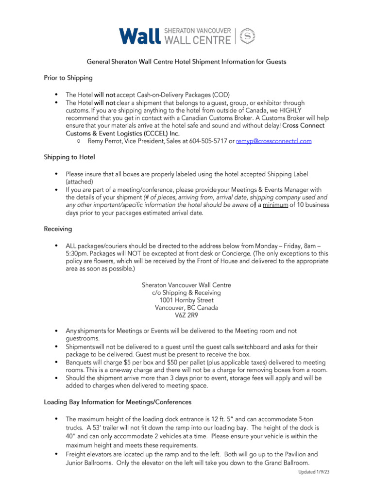 General SWC Shipping Information 2023 for Guests | PDF