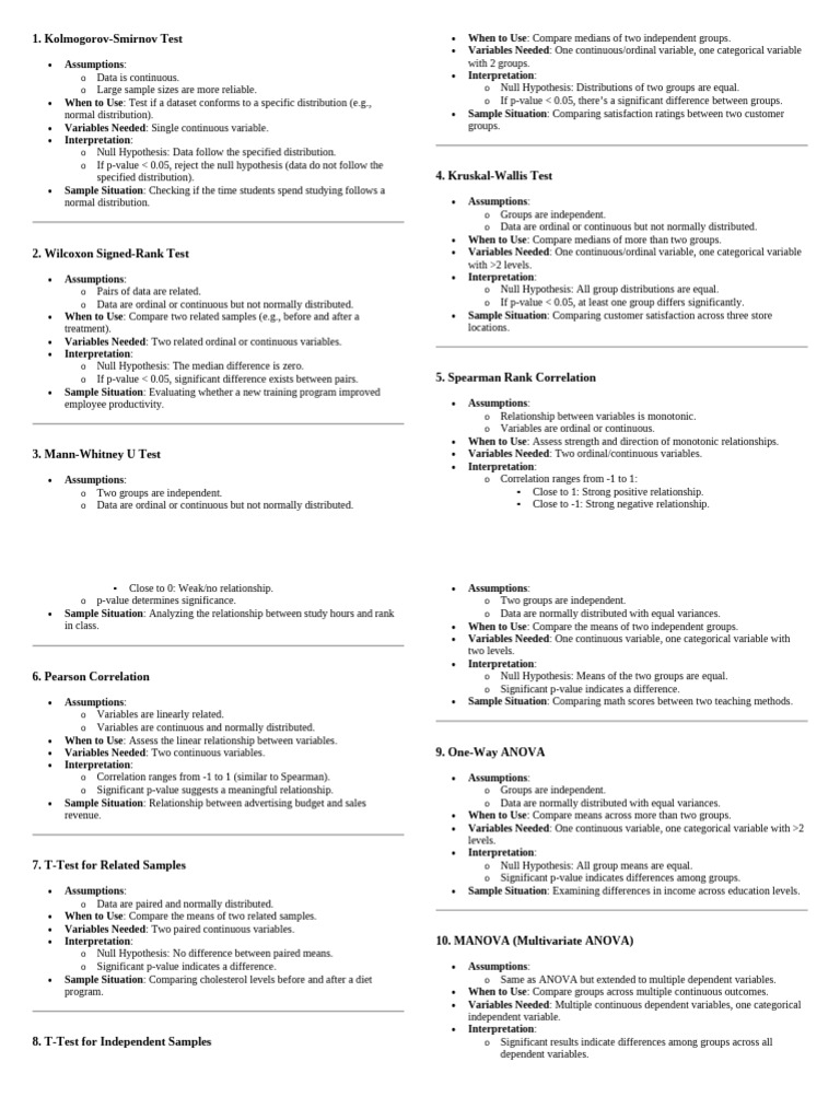 Reviewer For Statistical Tools | PDF | Dependent And Independent Variables | P Value