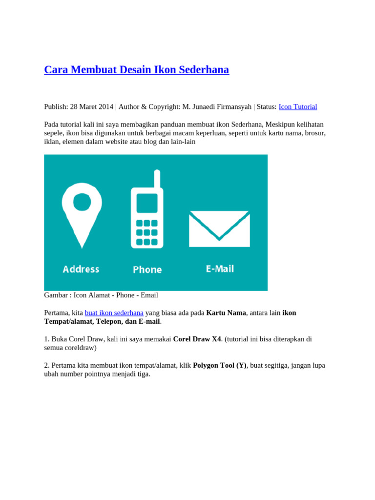 Tutorial Desain Ikon Sederhana Corel Draw | PDF