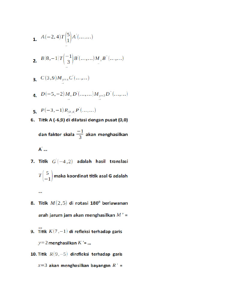SOAL TRANSFORMASI GEOMETRI | PDF